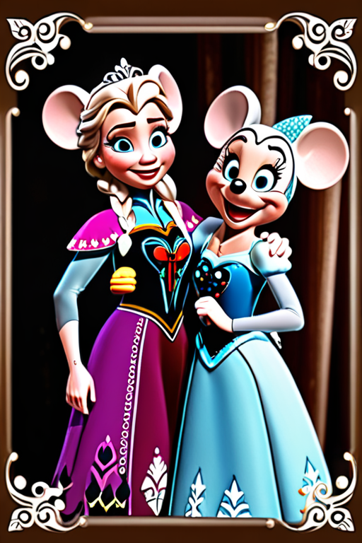 Elsa and Anna from disneyland Paris ears of mikey mouse smile 3D hugs ...