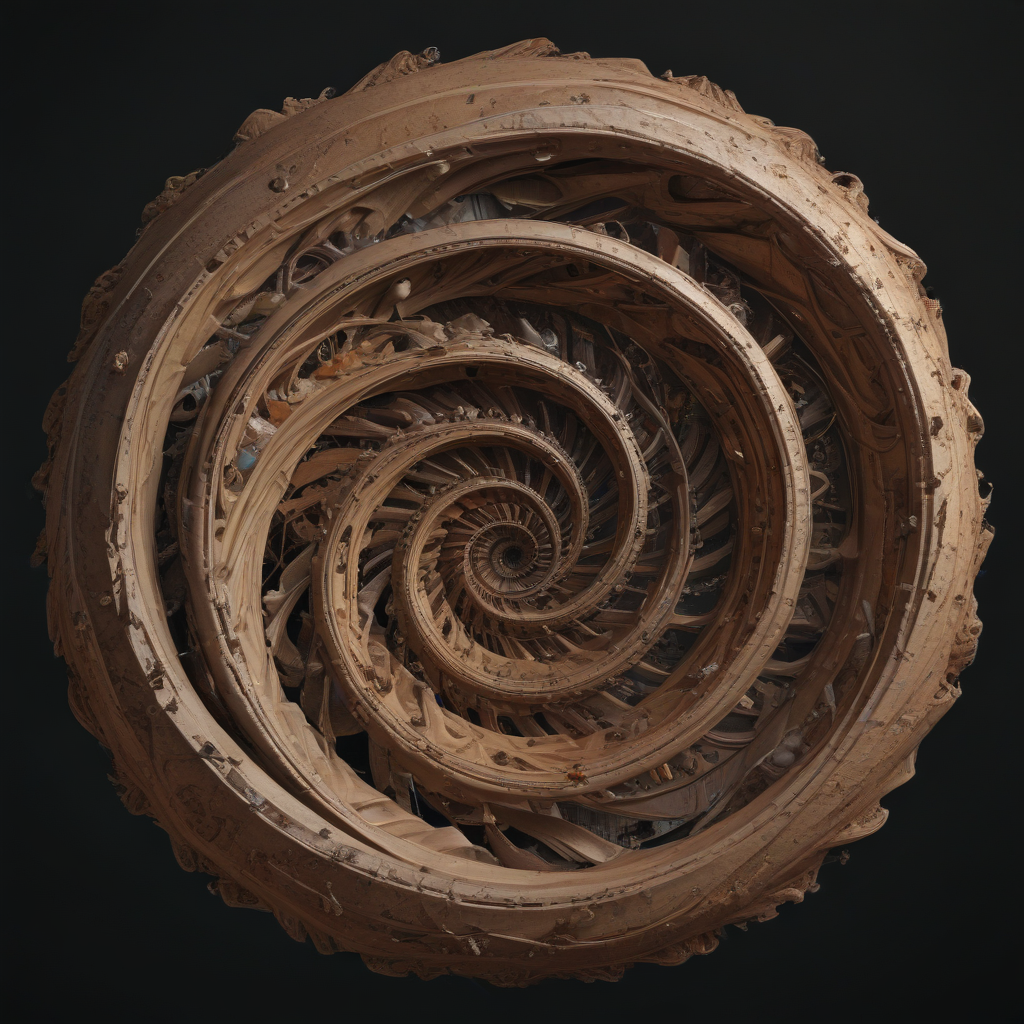 Intricate Spiral Design Showcasing Complex Patterns and Textures in 3D