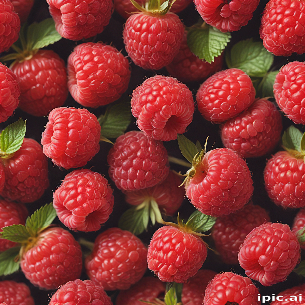 Vibrant Clusters of Fresh Raspberries with Lush Green Leaves ...