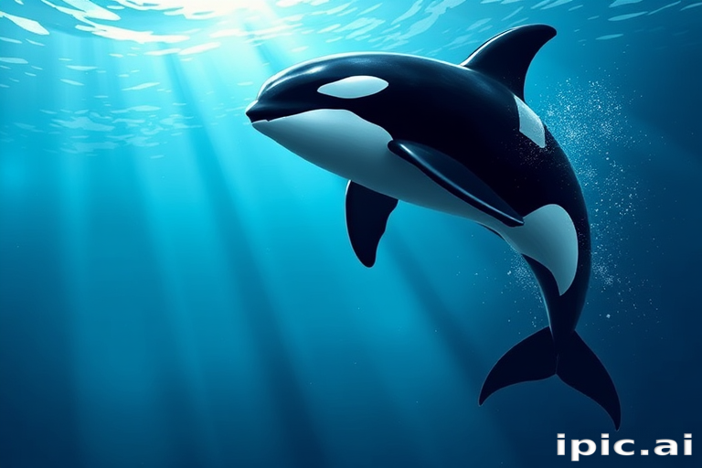 Graceful Orca Swimming Through Sunlit Ocean Waters in Tranquil Environment