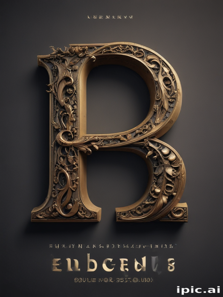 Intricately Designed Letter B with Ornate Floral Patterns and Details