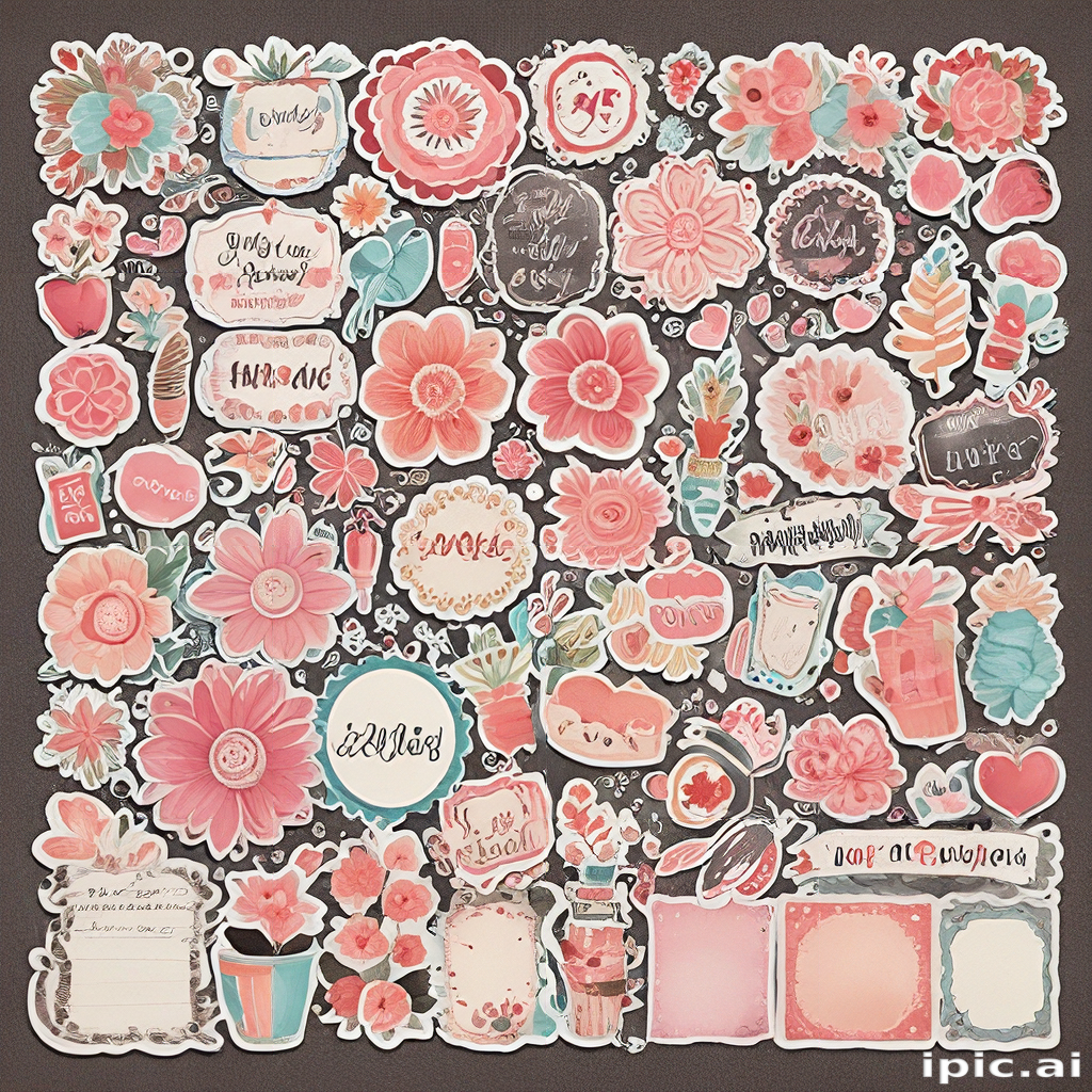 Colorful Floral Stickers Collection Featuring Various Designs and ...