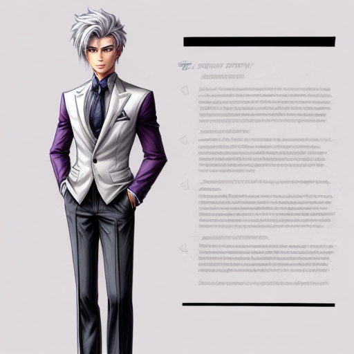 Draw a full character reference sheet of a pretentious, effeminate, and ...