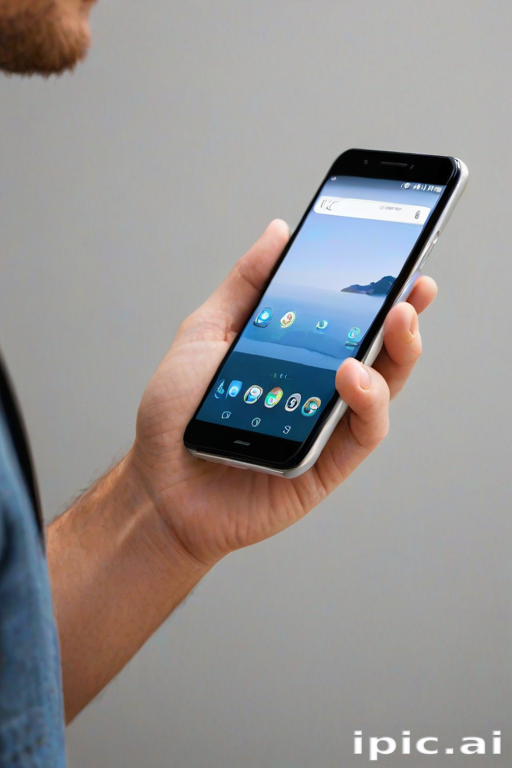 Person Holding a Smartphone with a Scenic Background on Display