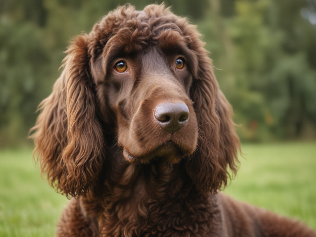 A Playful Brown Dog with Beautiful Curls Enjoying a Sunny Day Outdoors