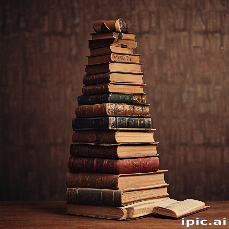 A Tower of Knowledge: A Stack of Vintage Books Awaiting Discovery