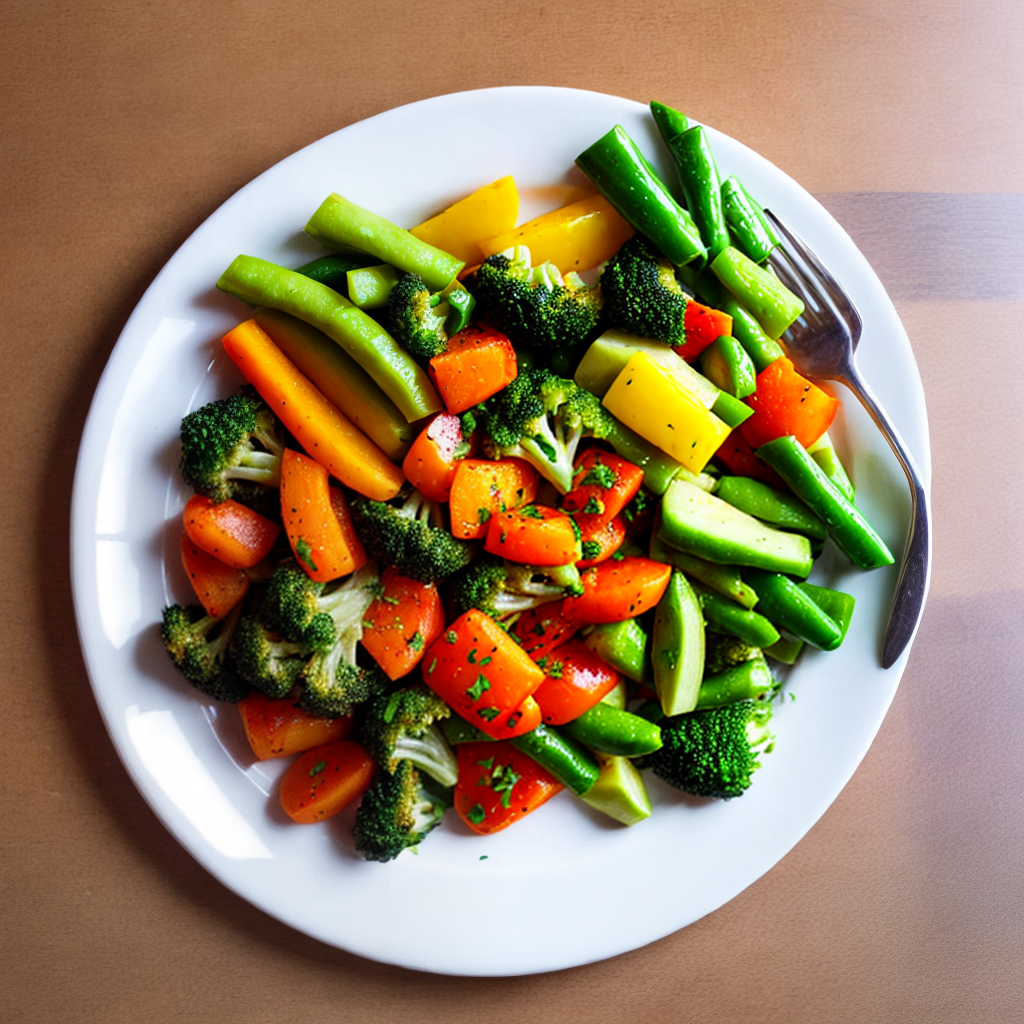 vegetables on a plate, plate with sparse vegetables