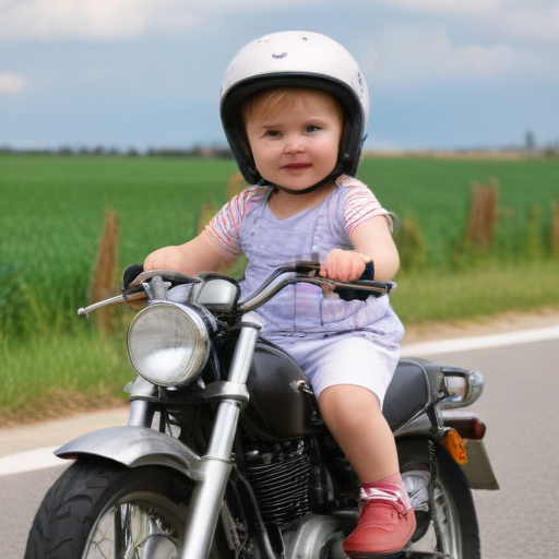 Baby riding motorbike