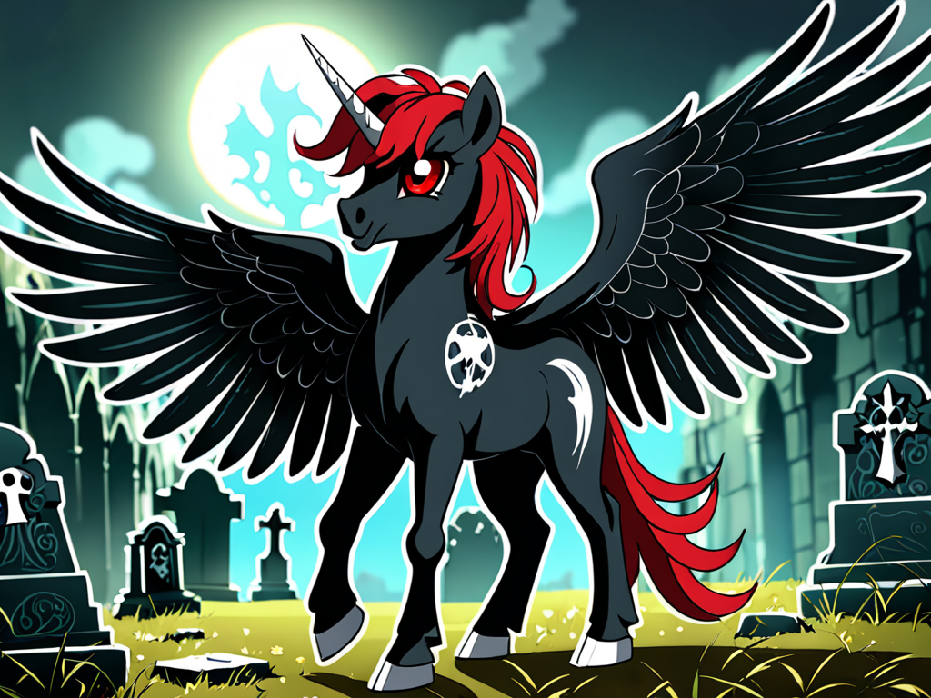 mlp g4 pony necromancer dark alicorn with white markings on face red ...