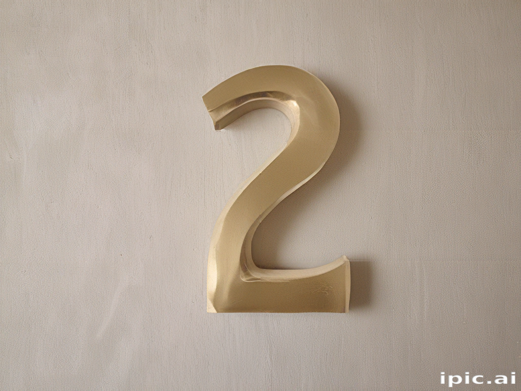 Elegant and Stylish Decorative Number Two Sculpture on a Neutral Background