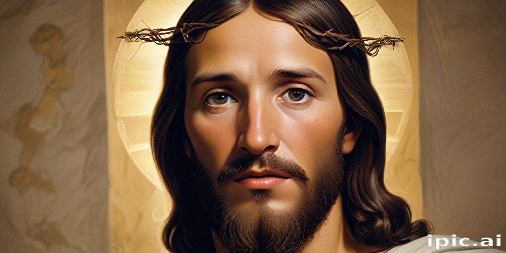Portrait of Jesus Christ with Crown of Thorns and Serene Expression