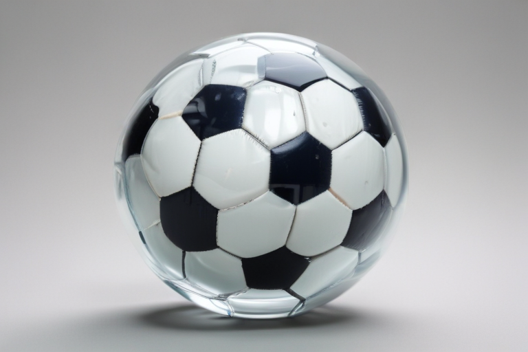 Translucent Glass Soccer Ball Displaying Classic Black and White Design