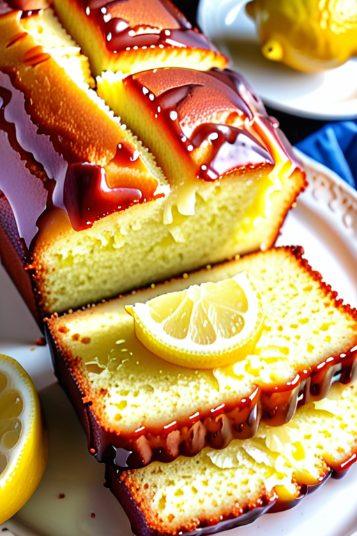 Deliciously Moist Lemon Drizzle Cake Sliced with Fresh Lemon Garnish