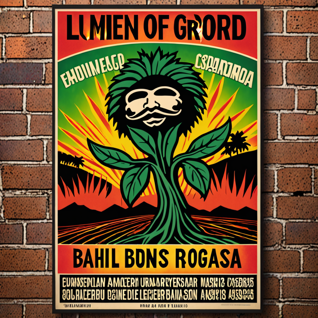 burned ground reggae ska aesthetic poster "BAILEMOS"