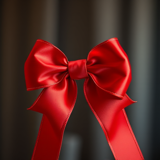 A Beautiful Red Satin Bow Tied Elegantly Against a Soft Background.
