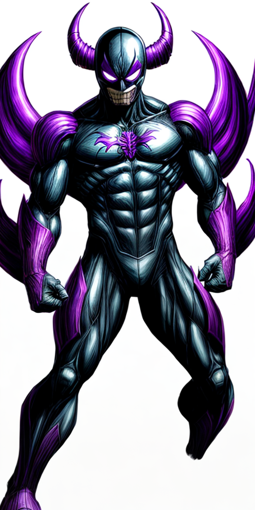 Lean Male Purple symbiote with no mouth with beetle symbol