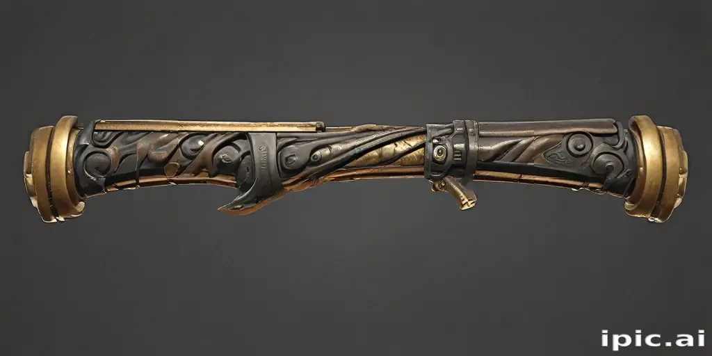 Intricately Designed Antique Weapon with Ornate Patterns and Gilded Accents