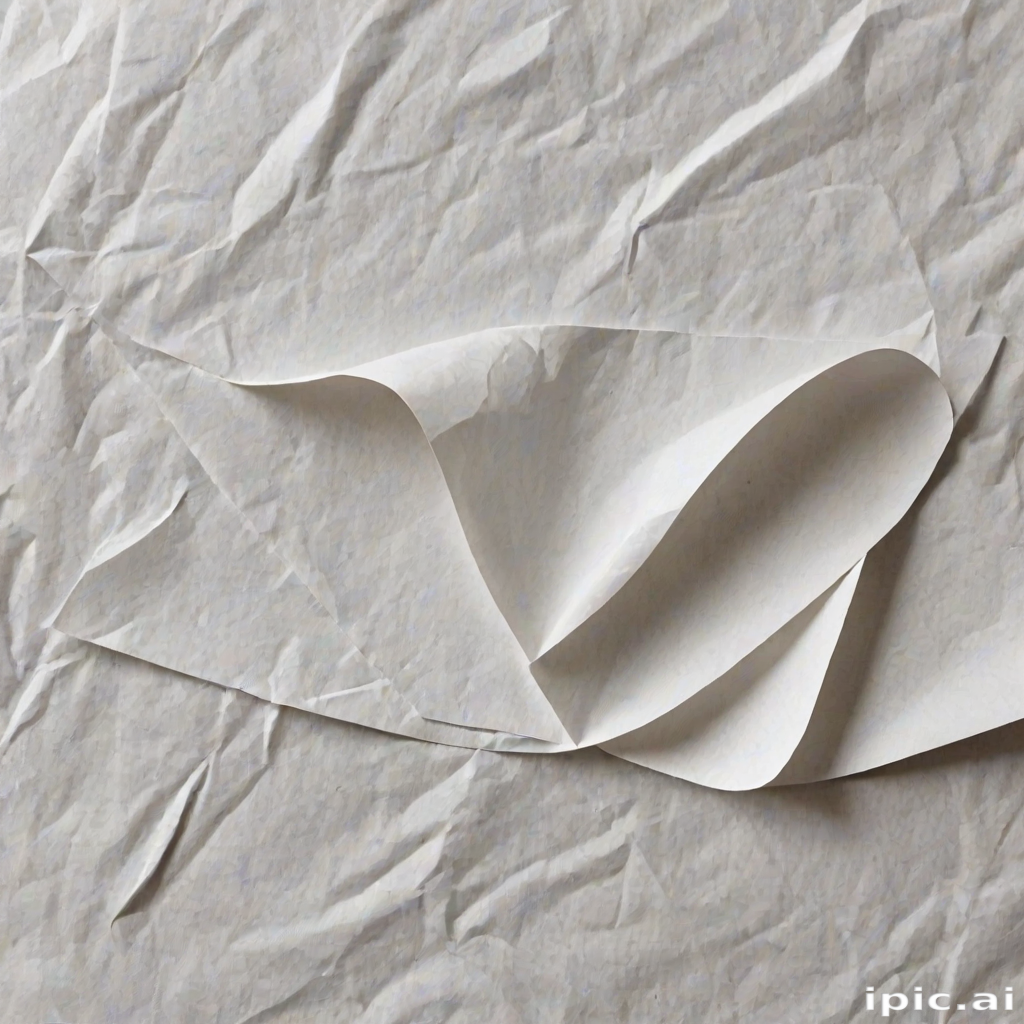 Crinkled White Paper Folded Elegantly on a Textured Surface Background