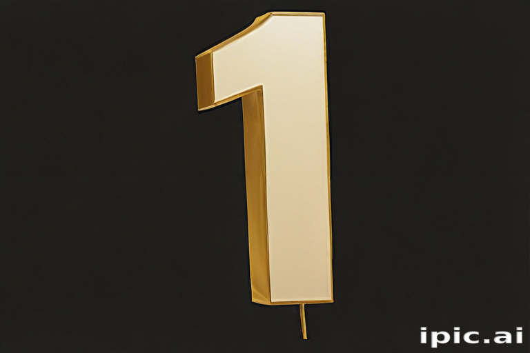 Shiny Gold Number One Candle Against a Dark Background for Celebrations