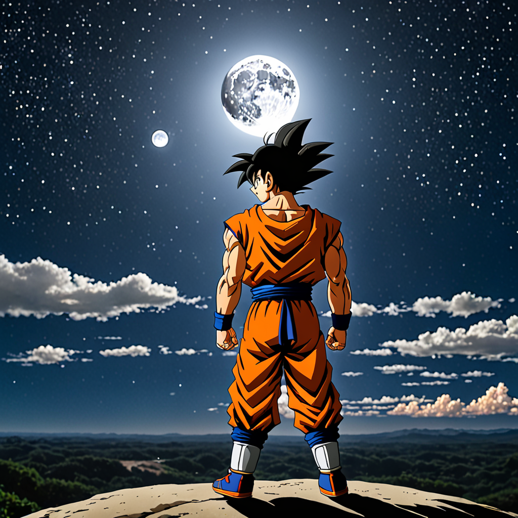 goku looking at the moon