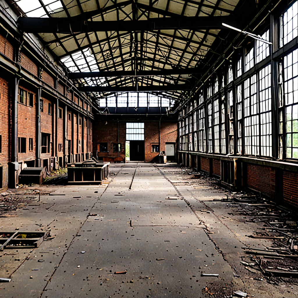 inside disused spooky factory