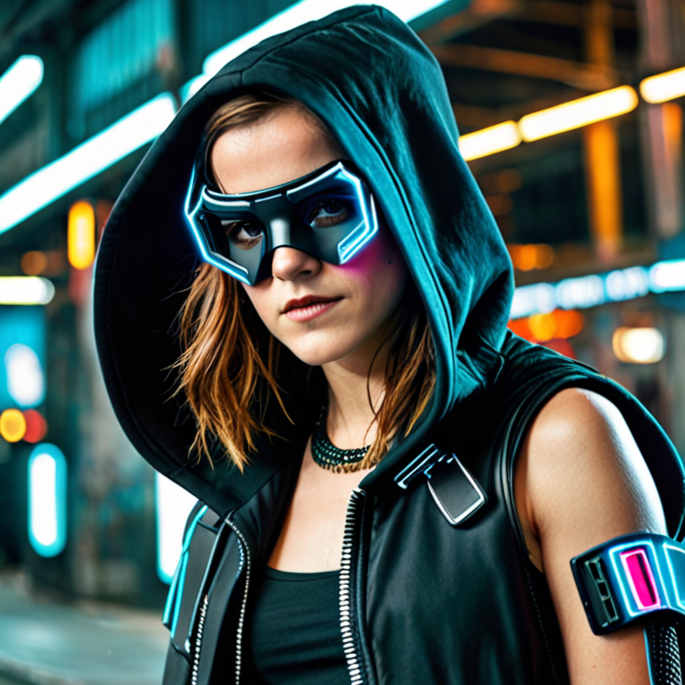 cyberpunk hooded Emma watson mask