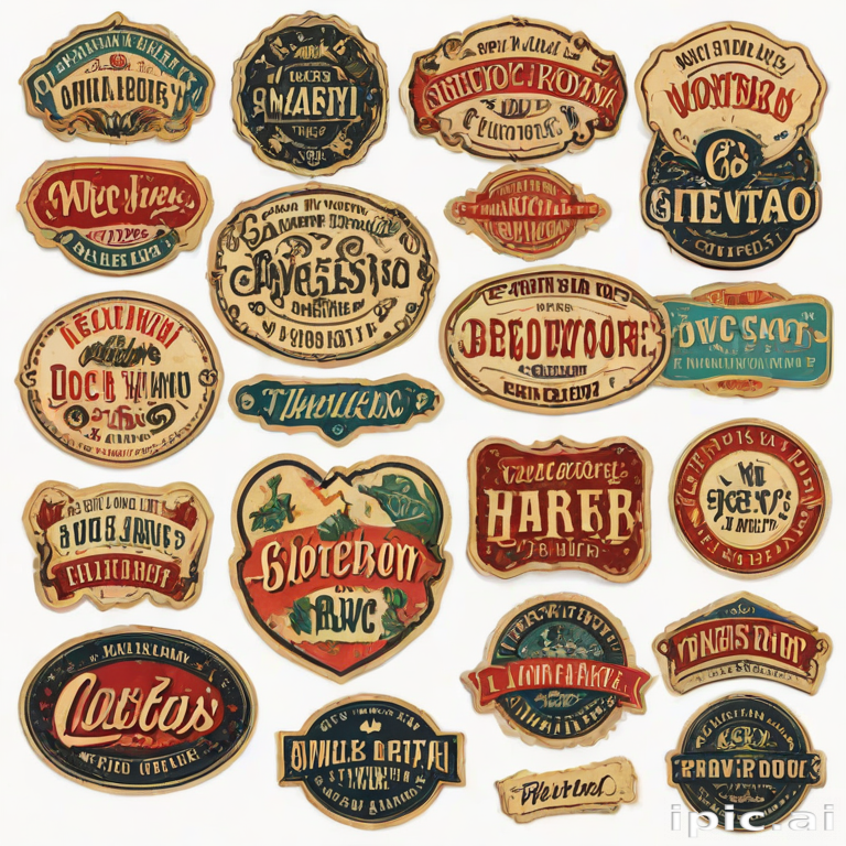 Colorful Vintage Labels Featuring Intricate Designs and Elegant ...