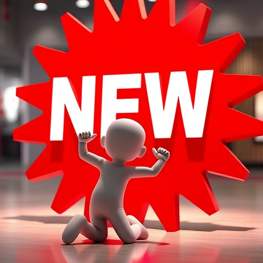 Excited Character Celebrating the Launch of Exciting New Products in Store