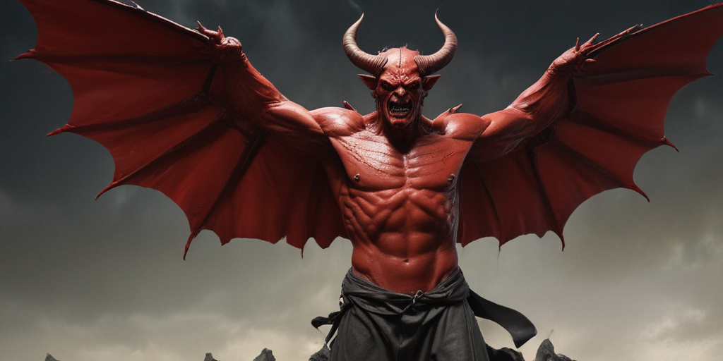 Majestic Demon Unleashed: A Powerful Figure with Wings and Intense Strength