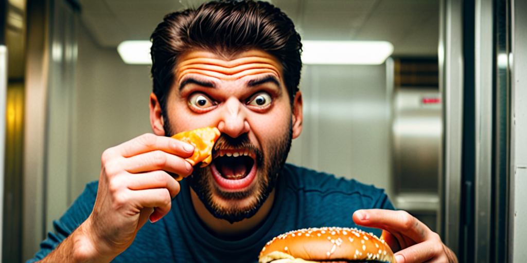 Scared person eating the best burger