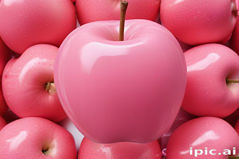 A Group of Round Pink Apples with One Larger Central Apple Featured.