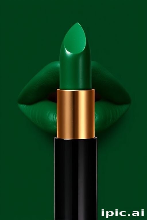 Vibrant Green Lipstick Against Bold Green Lips for a Striking Look