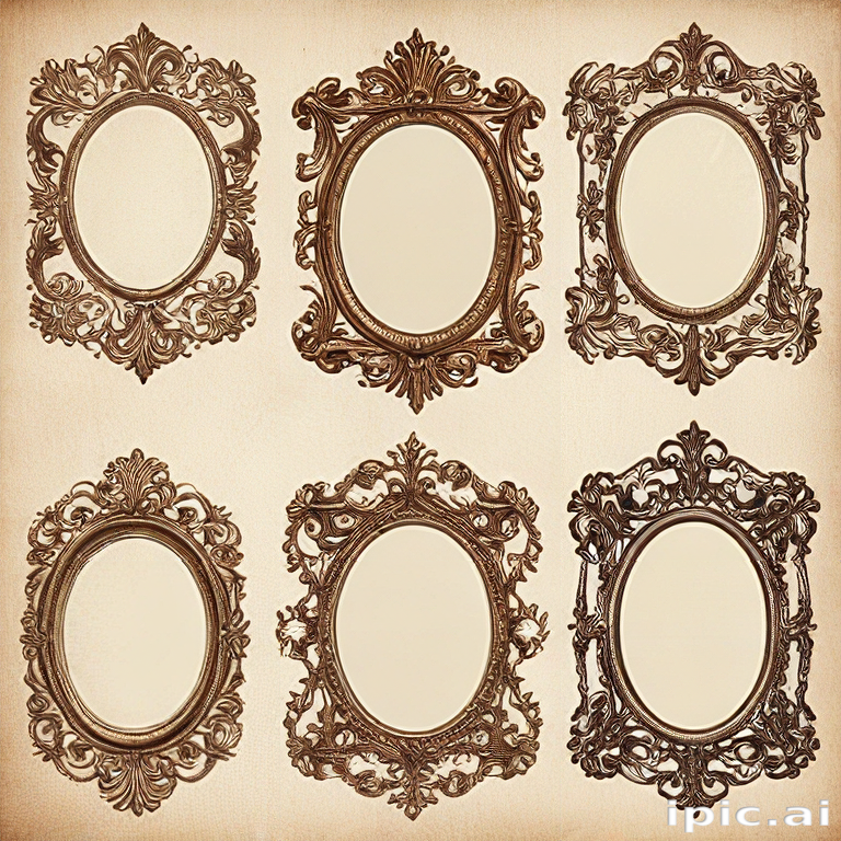 Elegant Collection of Vintage Picture Frames in Various Intricate Designs