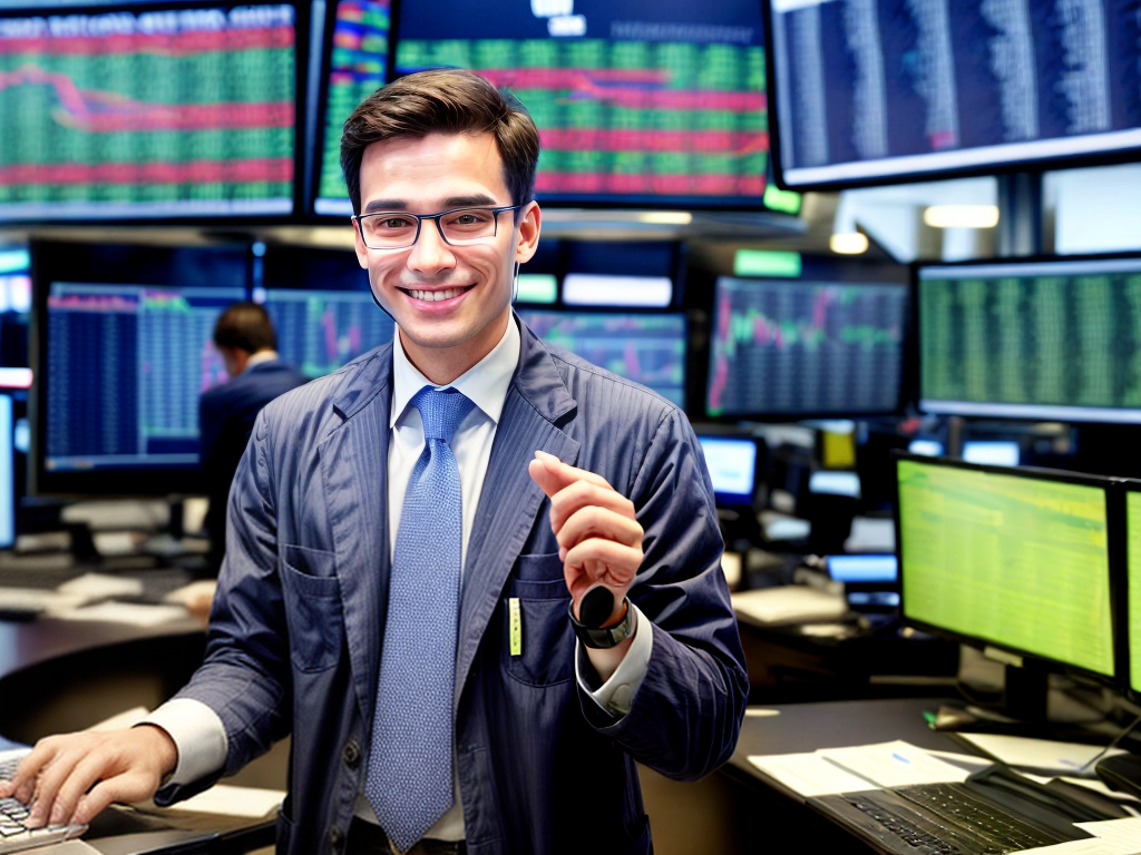 A man who works in the stock market and makes a lot of profit and is happy