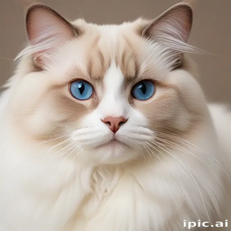 A Beautiful Ragdoll Cat with Striking Blue Eyes and Soft Fur.