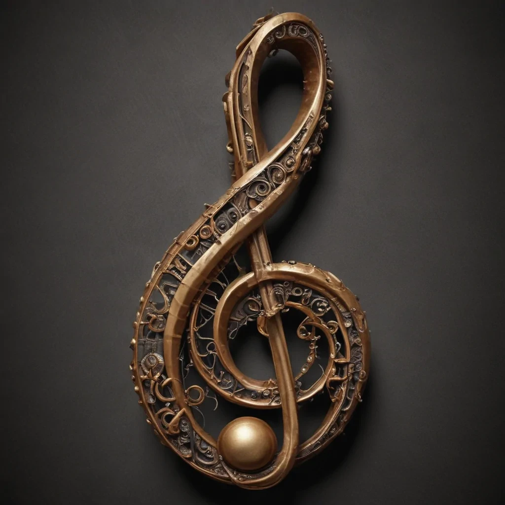 Intricately Designed Golden Treble Clef with Decorative Floral Elements
