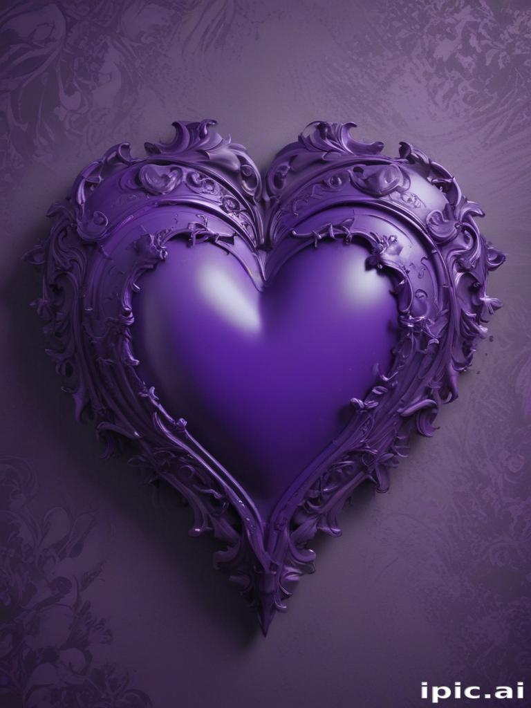 Ornately Designed Purple Heart Emblem Against a Decorative Background