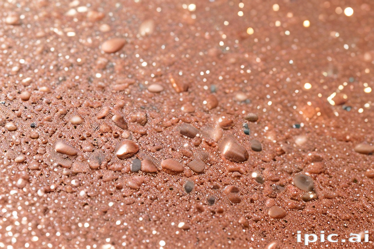Close-Up of Shimmering Copper Surface with Droplets and Sparkling ...