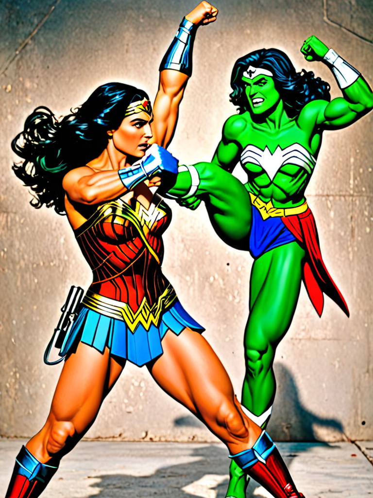wonder woman fighting she-hulk