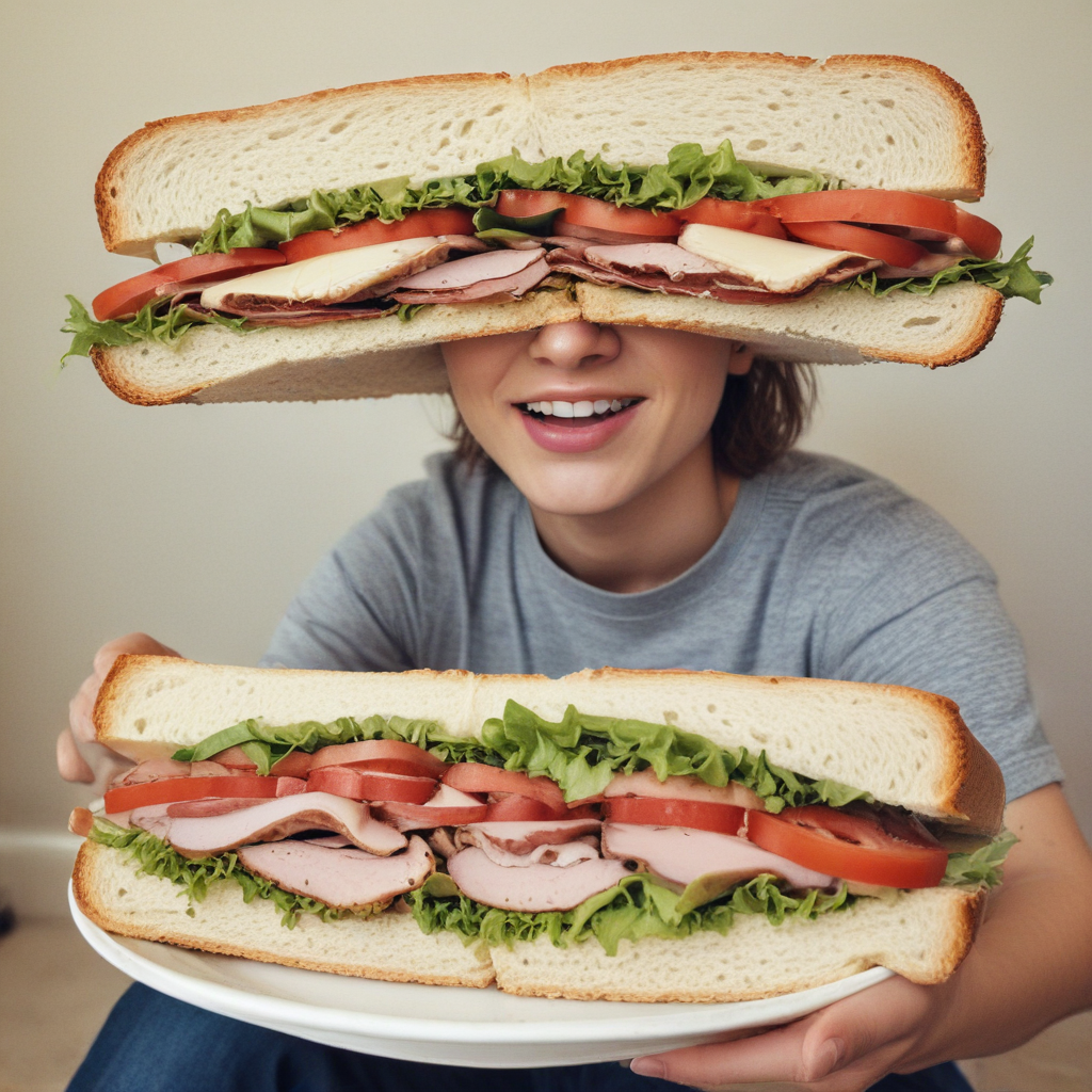 eating sandwich