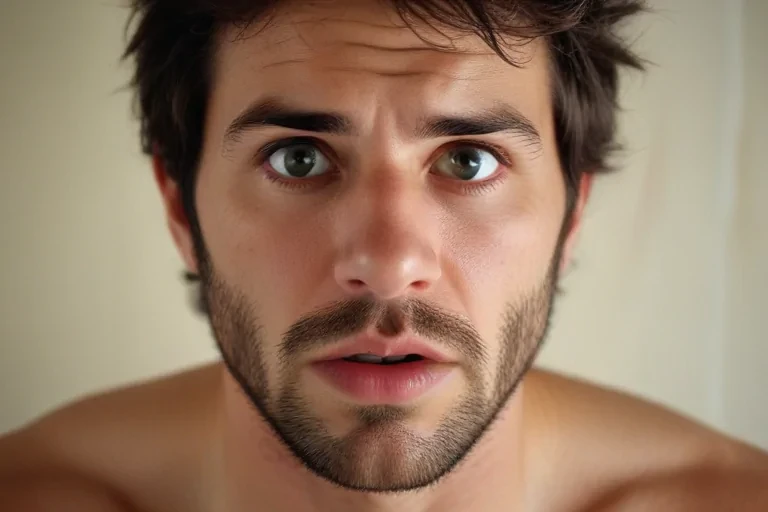 A Close-Up Portrait of a Young Man with an Expressive, Concerned ...
