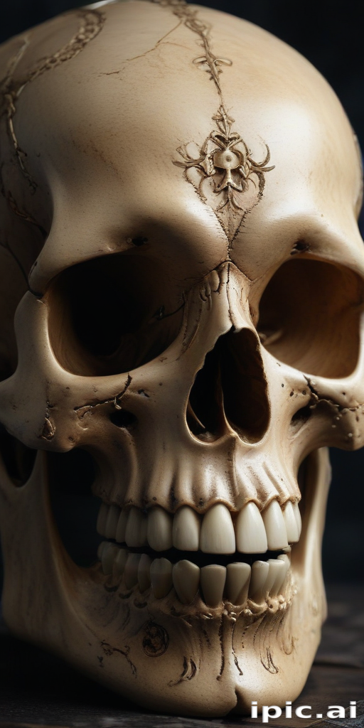 Intricately Designed Skull with Decorative Patterns and Detailed Features