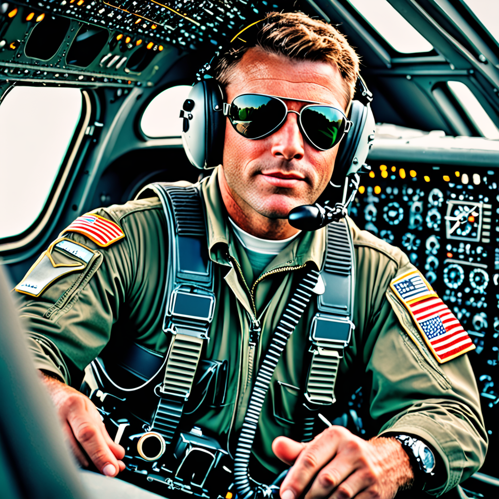 American milatary pilot in plane