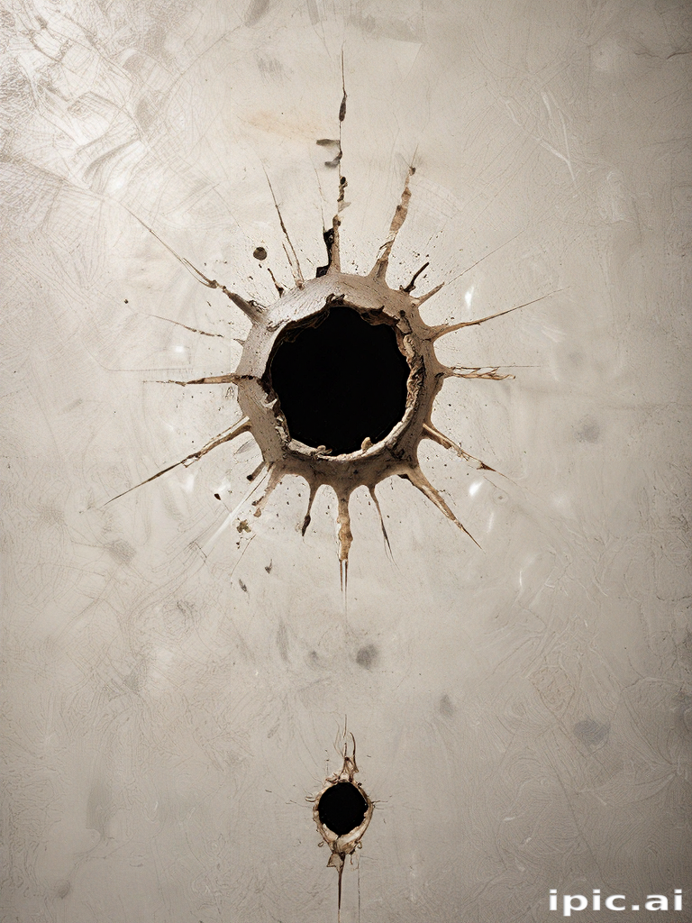 Intriguing Close-Up of Two Distinct Bullet Holes in a Wall
