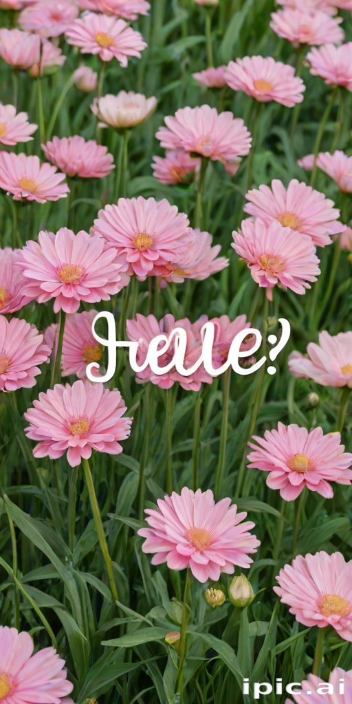 Blooming Pink Flowers in a Lush Garden with a Friendly Greeting