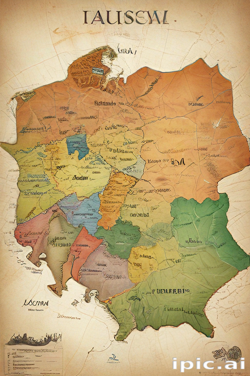 Historical Map of a Region Featuring Diverse Territories and ...