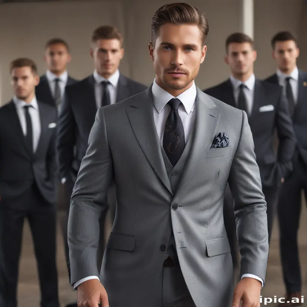 Stylishly Dressed Men in Suits Standing Together in a Modern Setting