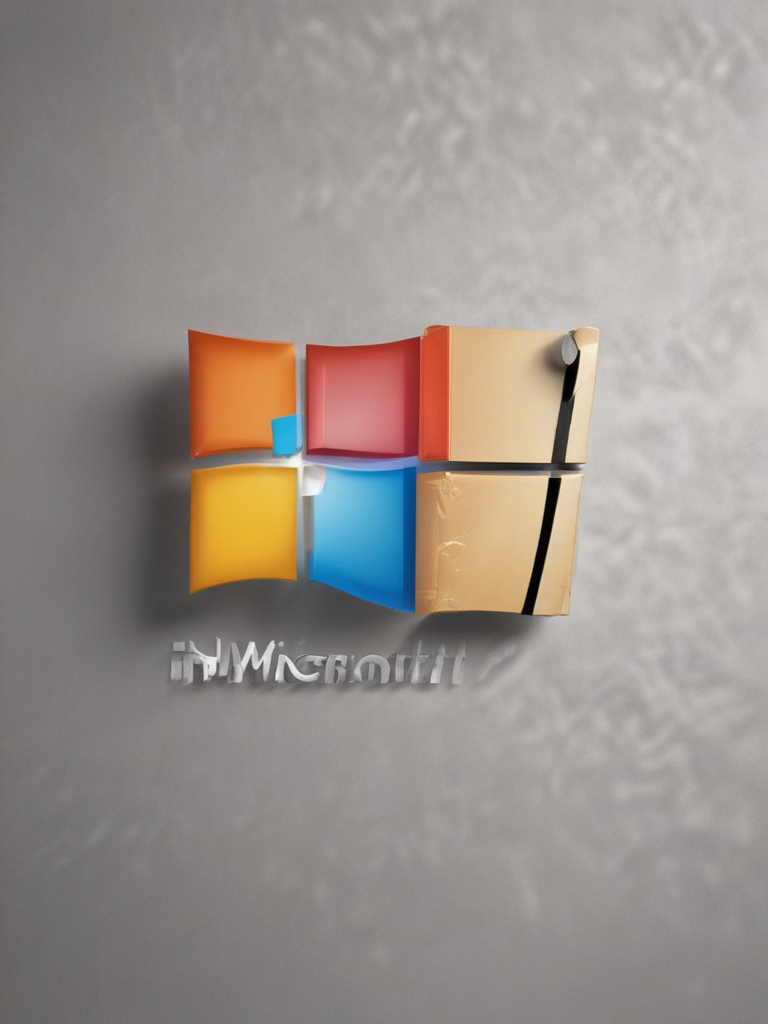 Stylized Microsoft Logo with Colorful Windows and Modern Design Elements