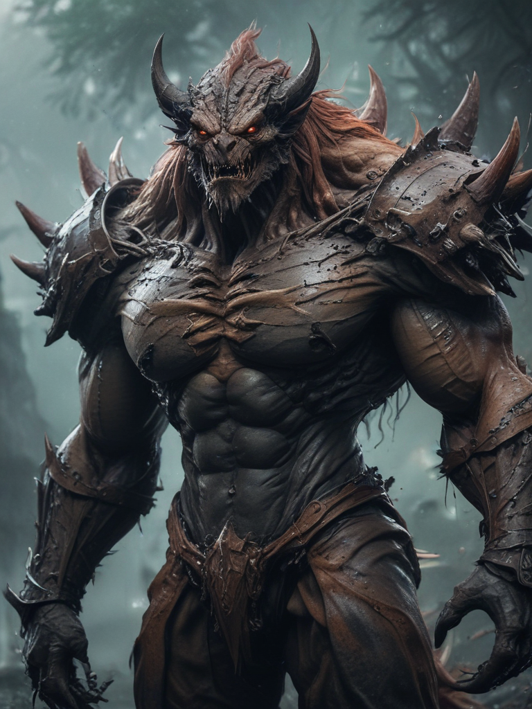 Intimidating Creature of Darkness in Spiked Armor Stands Ready for Battle