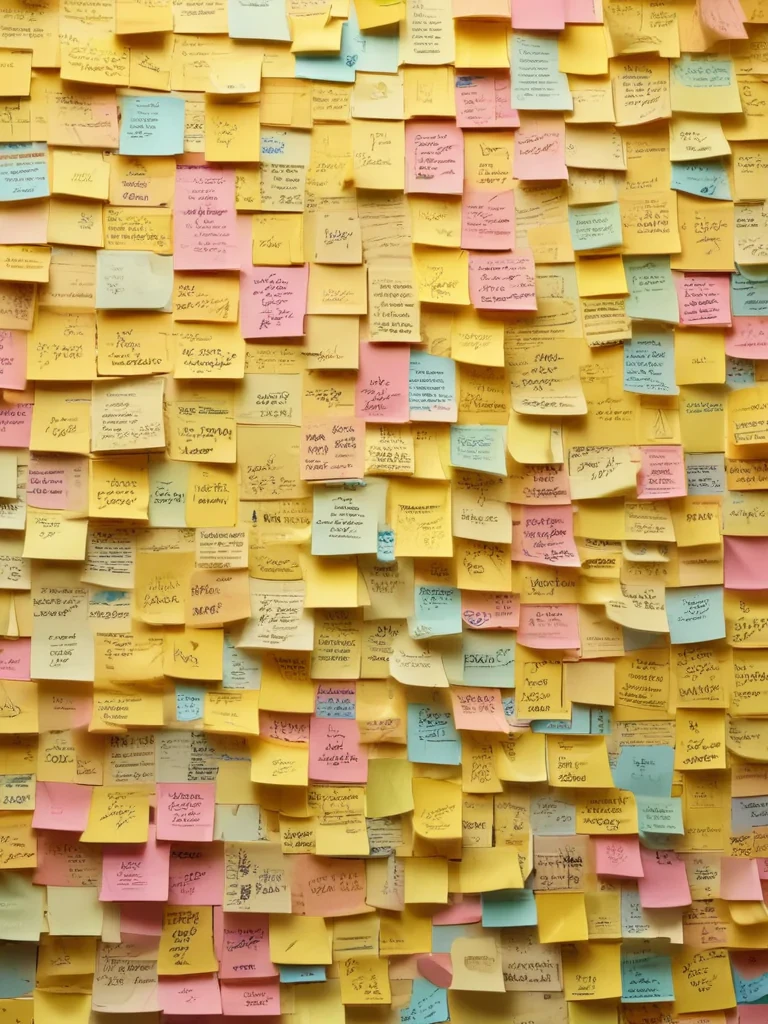 A Colorful Wall Covered with Sticky Notes Filled with Ideas and Thoughts